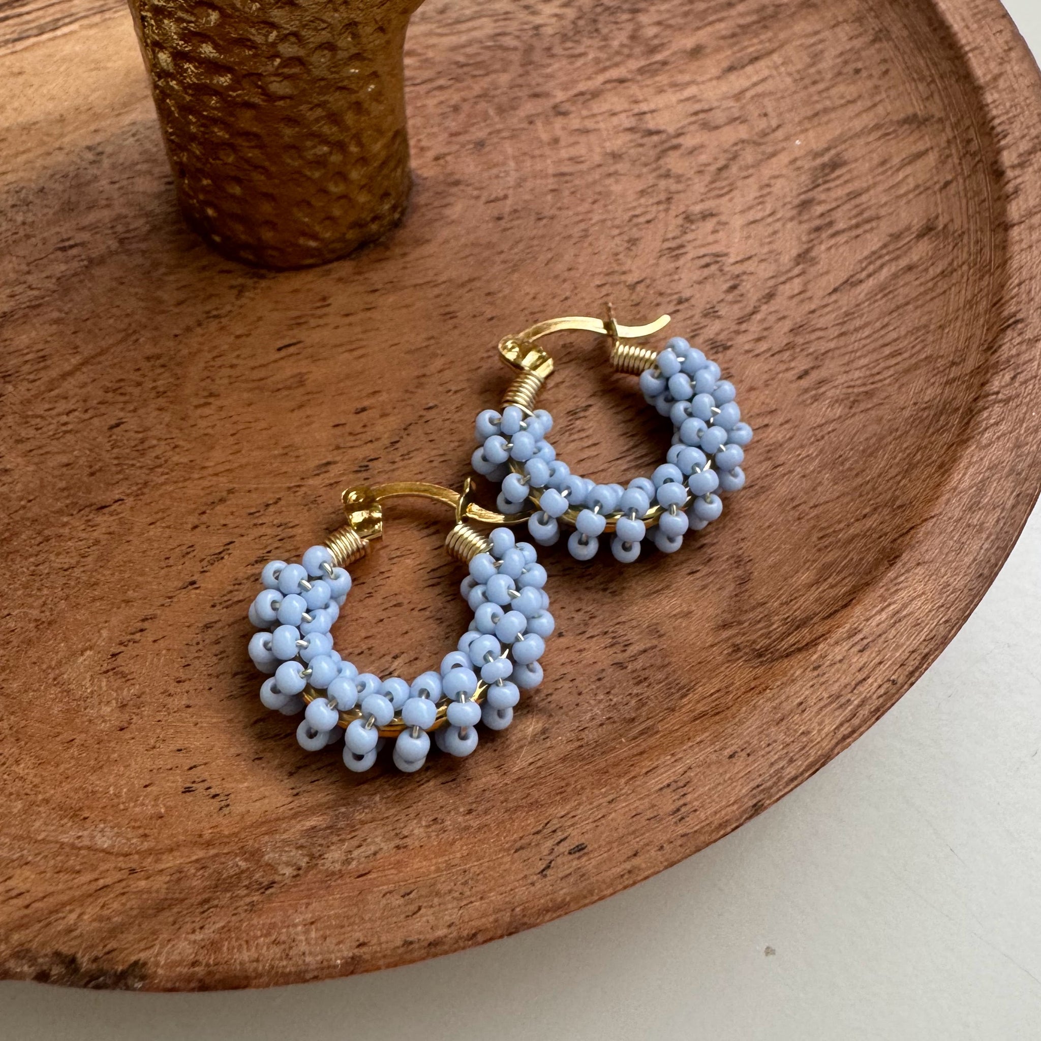 Eloisa Mini Beaded Hoops | Cielo Azul | Mirasol Accessories